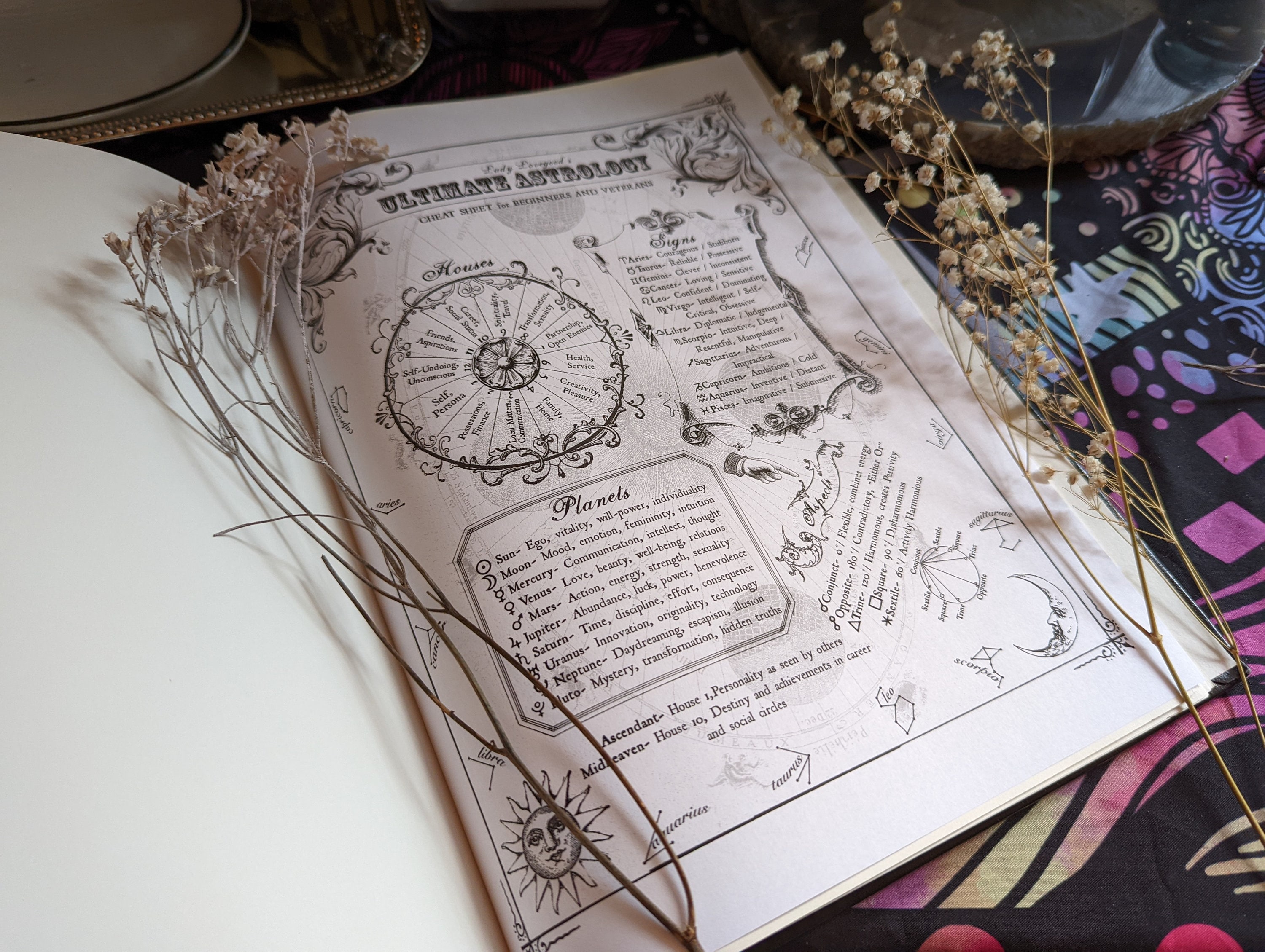 Astrology Cheat Sheet - Book of Shadows - Reference Sheet - Grimoire ...