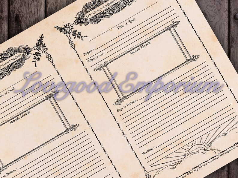 Spell Templates A5 Size Printable PDF Book of Shadows Pages - Etsy