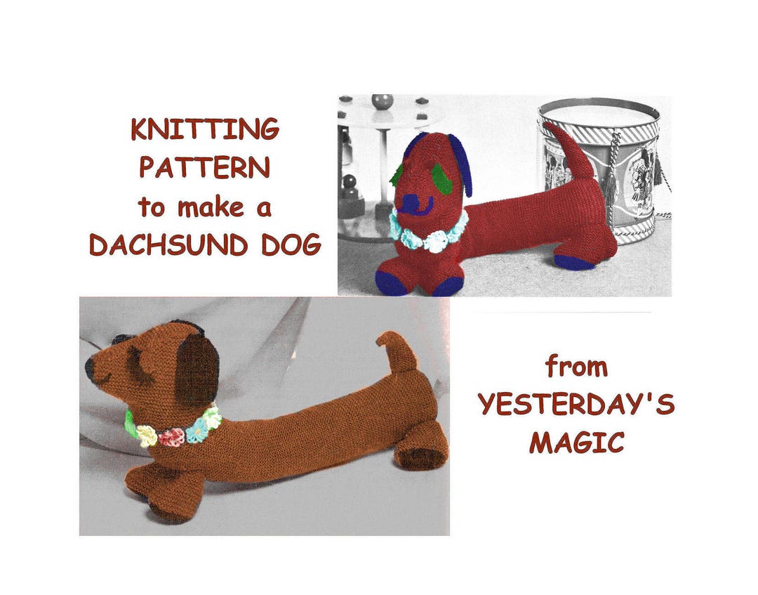 Instant Download PDF Easy Knitting Pattern to Make a Dachshund Puppy ...
