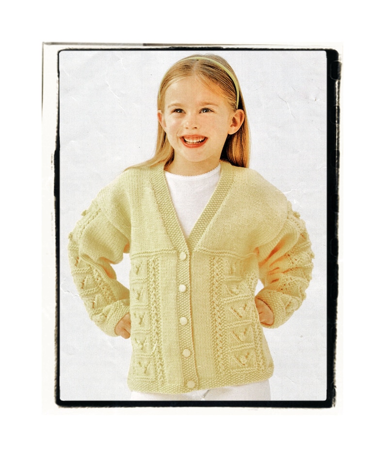 Instant Download PDF Knitting Pattern to Make a Girls V Neck Cardigan ...
