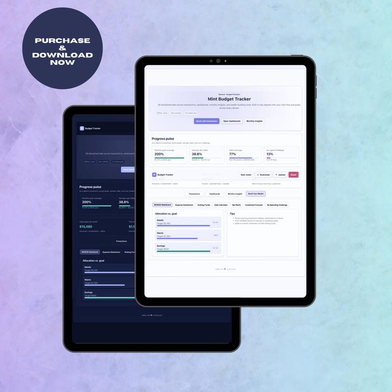 Budget Tracker - 2026 - Digital Web App - Cozy Lavender Mint - 1st ...