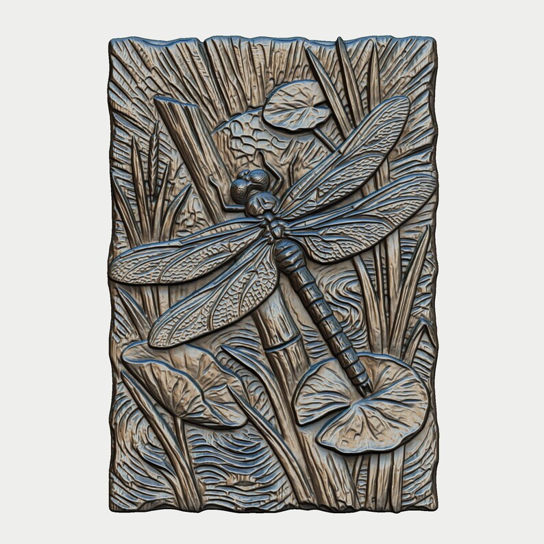 Dragonfly Nature Relief STL | Detailed 3D Wall Art Carving File ...