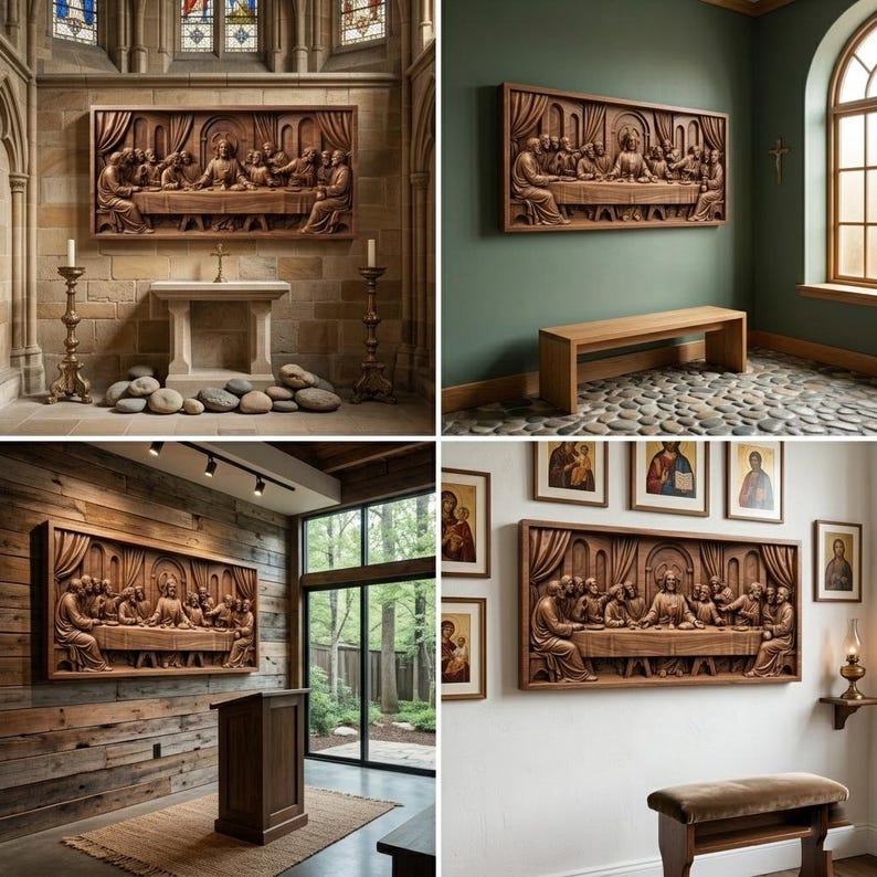 Last Supper 3D Relief STL | Christian Wall Art, Church Decor (digital ...