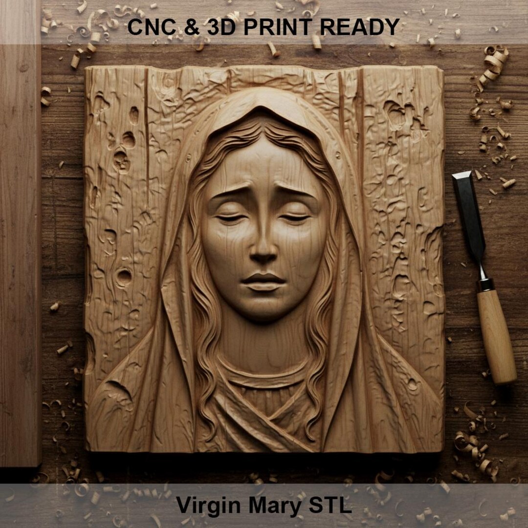 Virgin Mary 3D Relief STL | Madonna CNC Carving File - Etsy