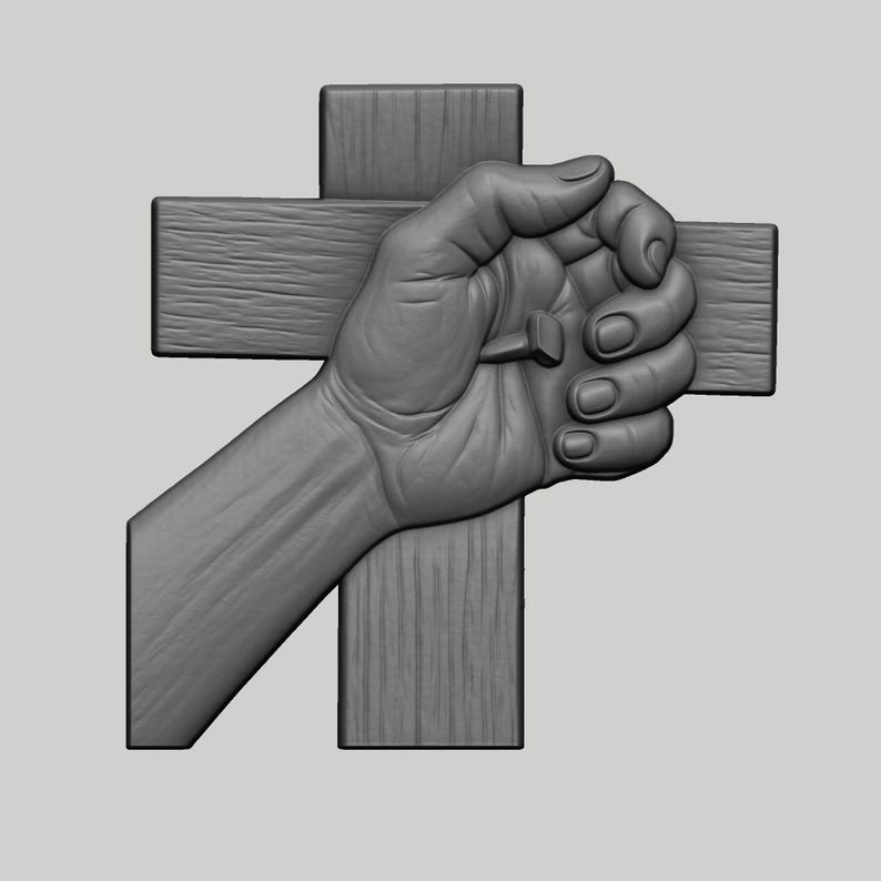 Jesus Hand Holding Nail Cross Relief STL | Christian CNC File - Etsy
