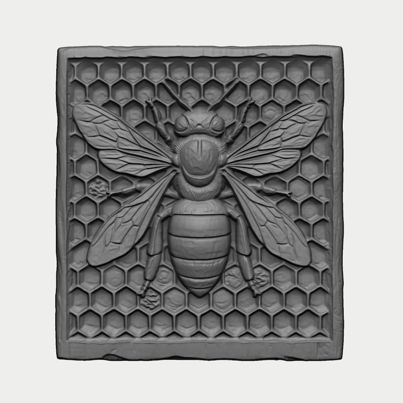 Honey Bee 3D Relief STL File | CNC Wood Carving, 3D Printer Wall Art ...
