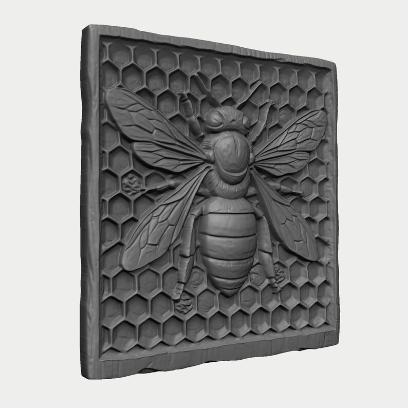 Honey Bee 3D Relief STL File | CNC Wood Carving, 3D Printer Wall Art ...