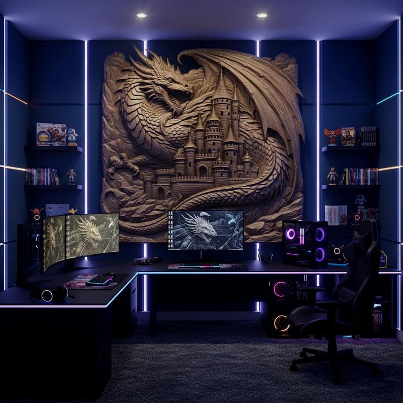 Dragon Castle Relief STL | Fantasy CNC Carving File (digital Download ...