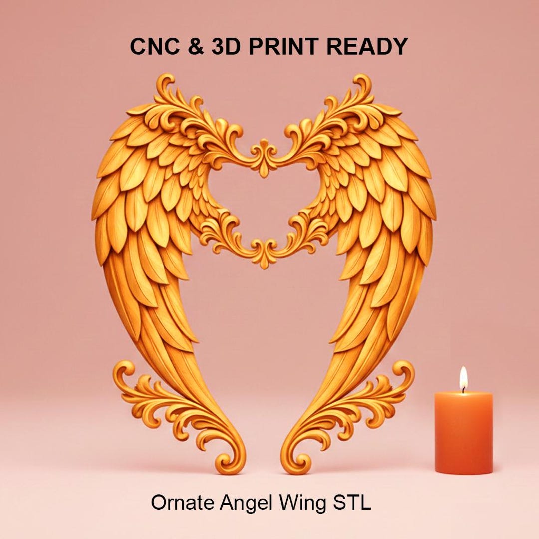 Angel Wings STL | CNC Router Wood Carving Relief & 3D Printable File ...