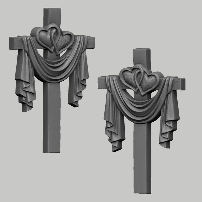 Sacred Heart Cross 3D Relief STL File | CNC, 3D Print - Etsy