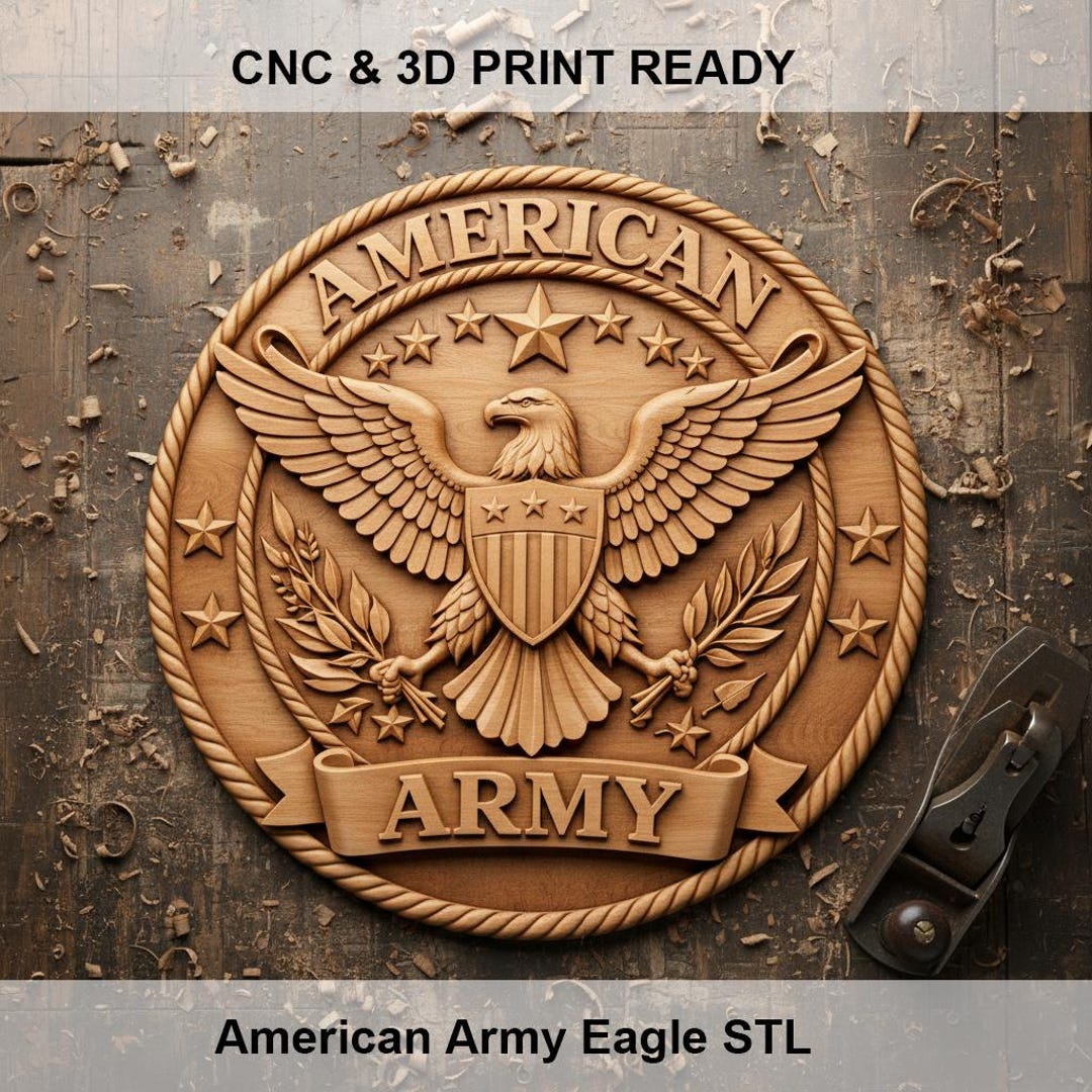 American Army Eagle 3D Relief STL | Patriotic CNC Router & 3D Printer ...