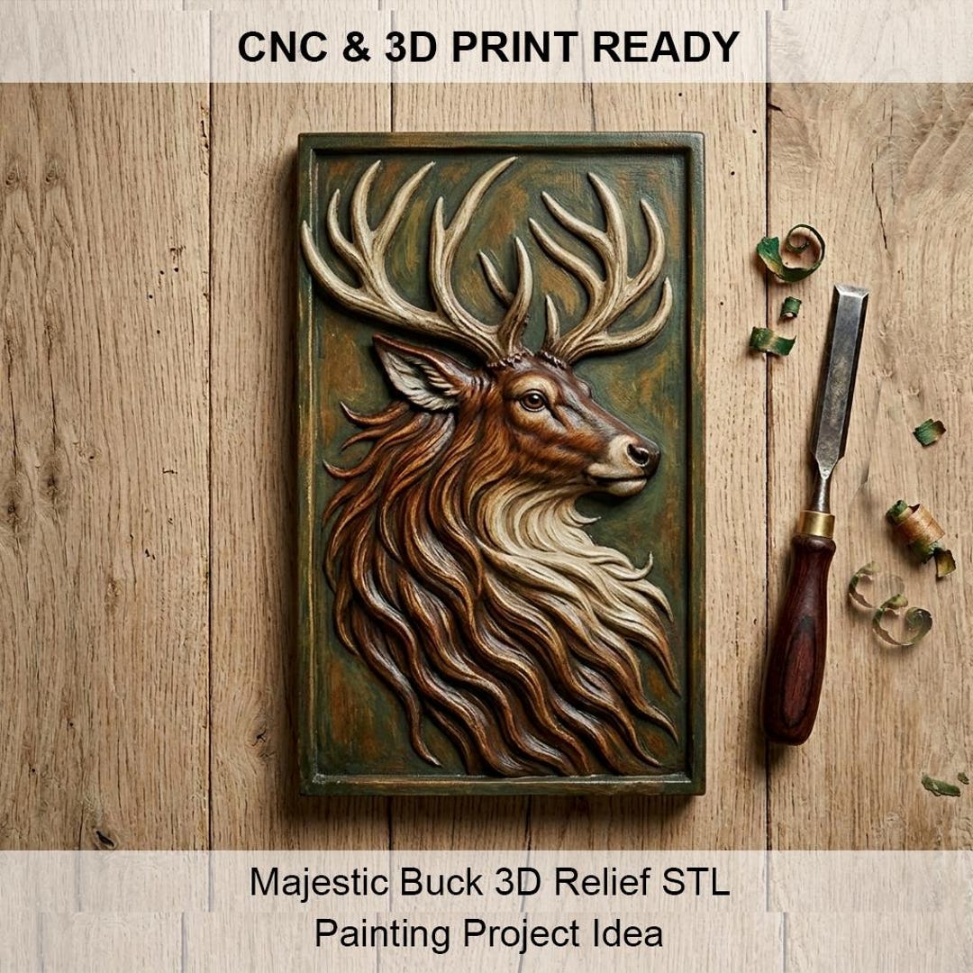 Majestic Buck 3D Relief STL File | CNC Wood Carving Wildlife Art ...