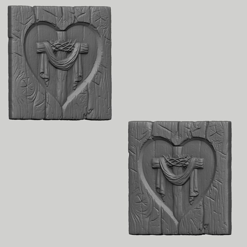 Jesus Cross Heart Relief STL File | CNC Router & 3D Printer - Etsy