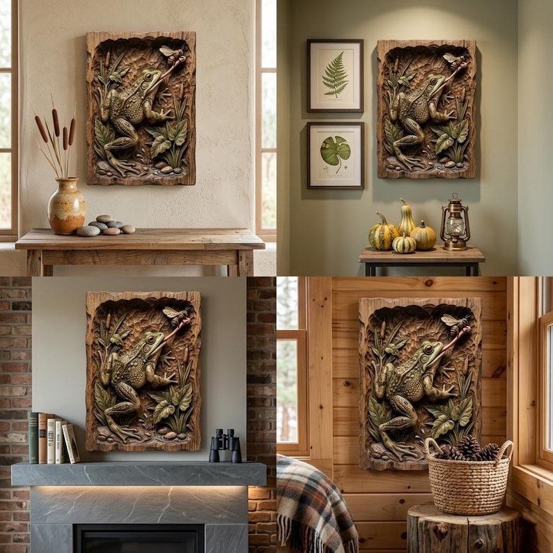 Frog Bee 3D Relief STL File | Layered Wood Carving, Wildlife Wall Art ...