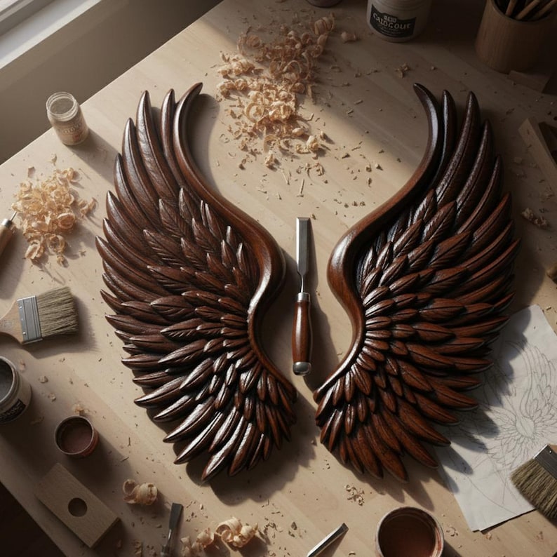 Angel Wings STL | CNC Router Wood Carving, 3D Printable (digital ...