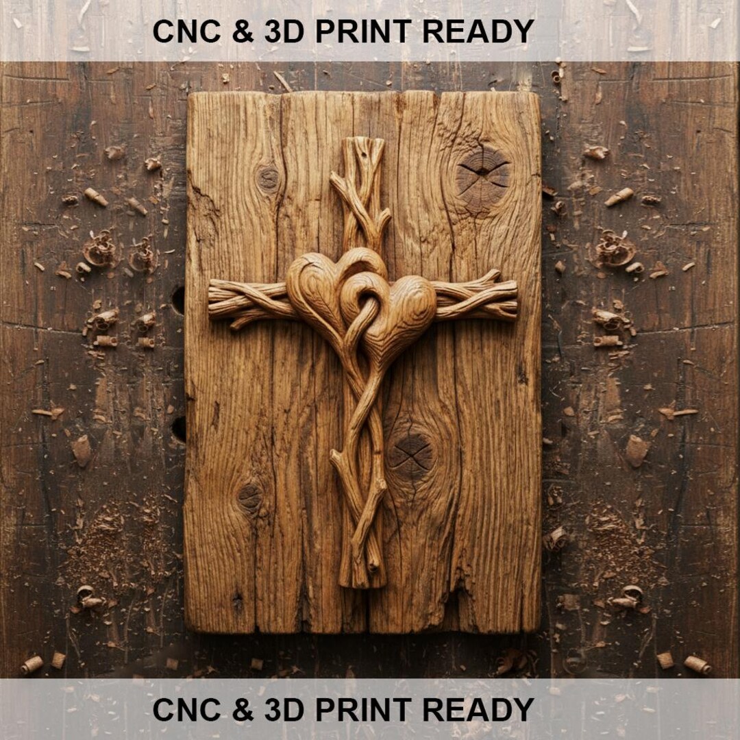 Rustic Cross 3D Relief STL, Christian CNC Wall Art (digital Download ...