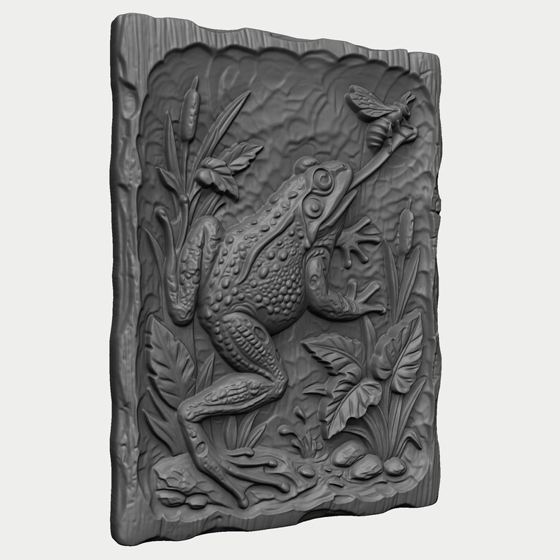 Frog Bee 3D Relief STL File | Layered Wood Carving, Wildlife Wall Art ...