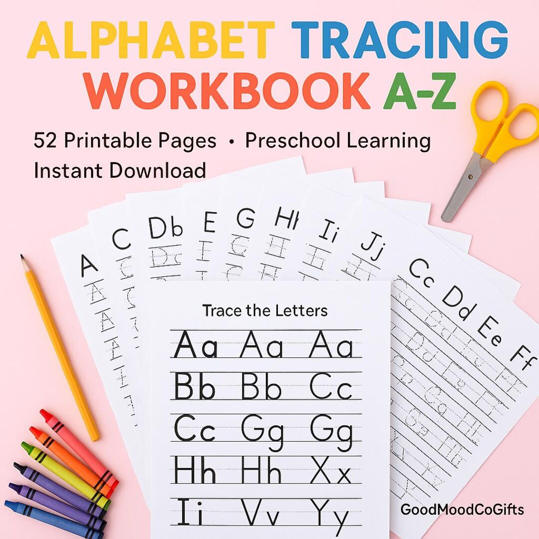 Alphabet Tracing Workbook A-Z – Printable Handwriting Practice (PDF) - Etsy