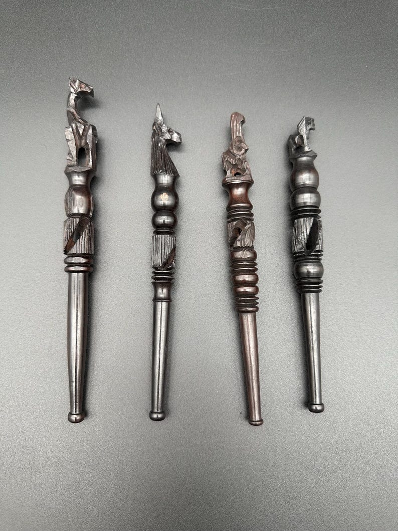 Hand-carved African Wooden Animal Pen – Refillable Decorative Collector ...