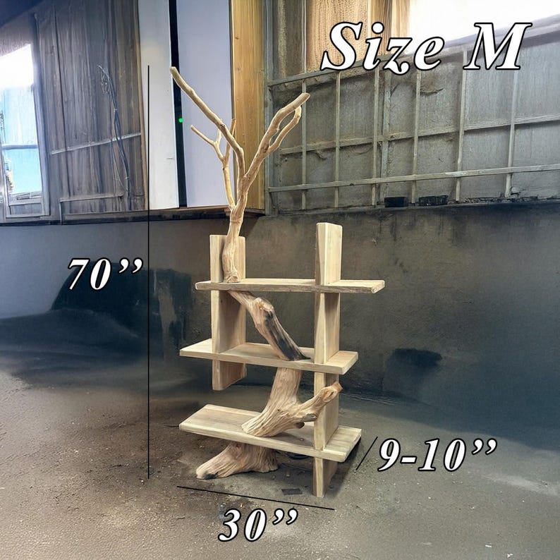 Tree Branch Book Shelf Standing Bookcase Solid Wood Live Edge Shelves ...