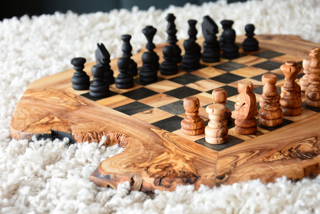 Rustic Chess Board Set, Custom Monogrammed Wooden Chess Set Game 18 ...