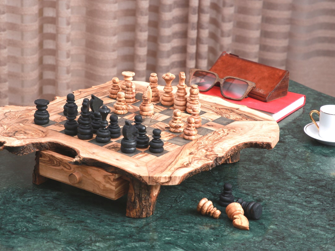 Father's Day Gift, Rustic Chess Set, Unique Medium Size Chess Set ...