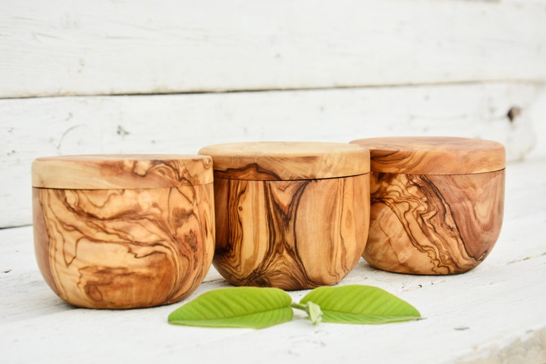 Olive Wood Salt Keeper Wooden Spice Keeper Box Sugar Pot - Etsy