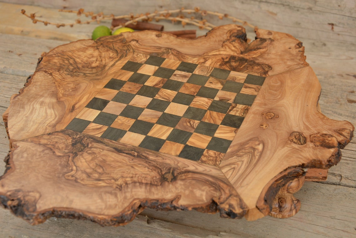 Rustic Chess Set Unique Olive Wood Rustic Small Chess Set / - Etsy