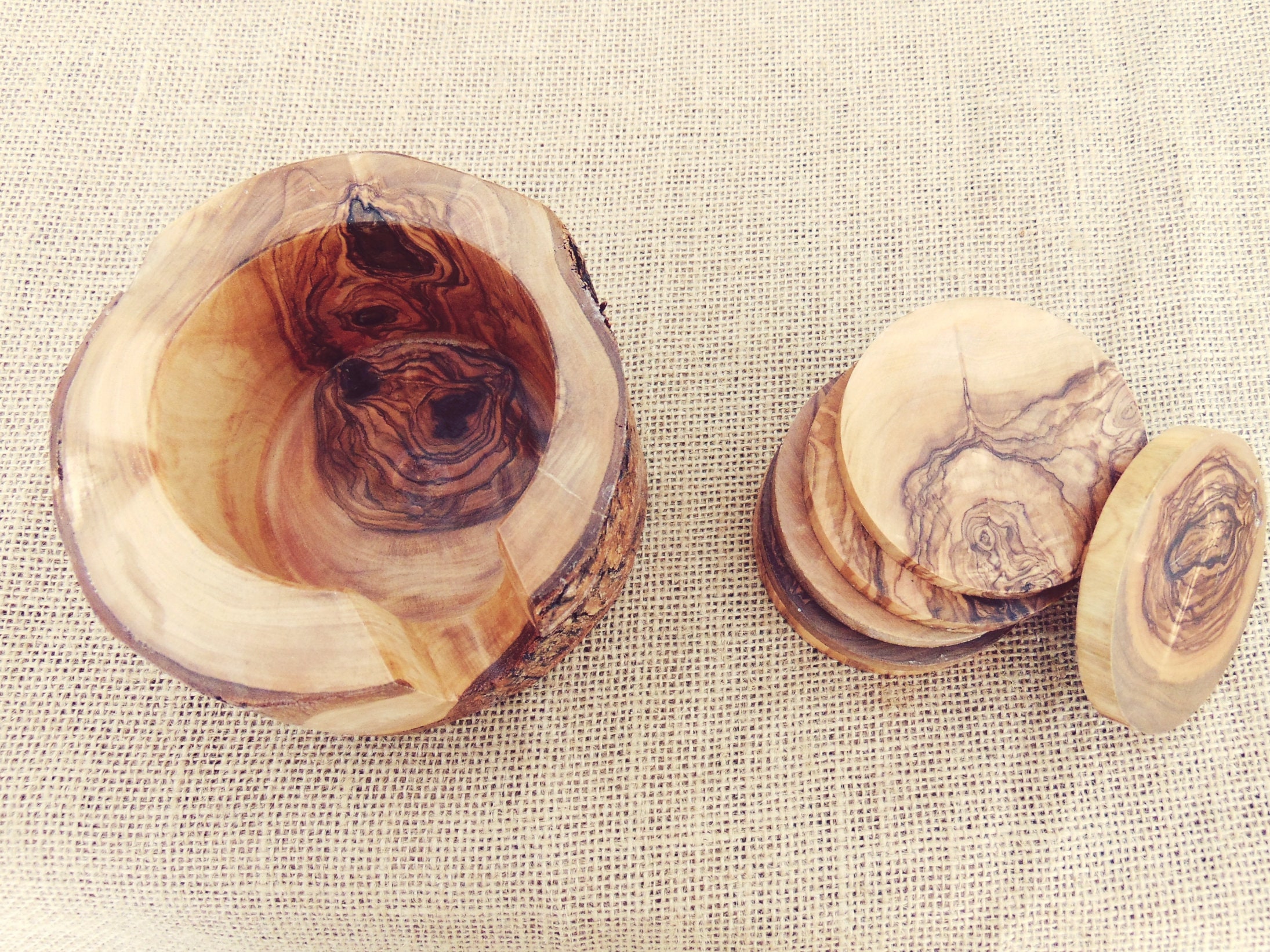 Rustic Wedding Decor Gift Wooden Rustic Coaster set with | Etsy