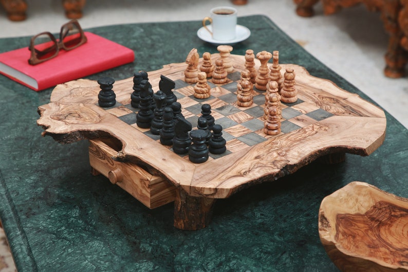 Rustic Chess Set Unique Medium Size Chess Set Custom - Etsy