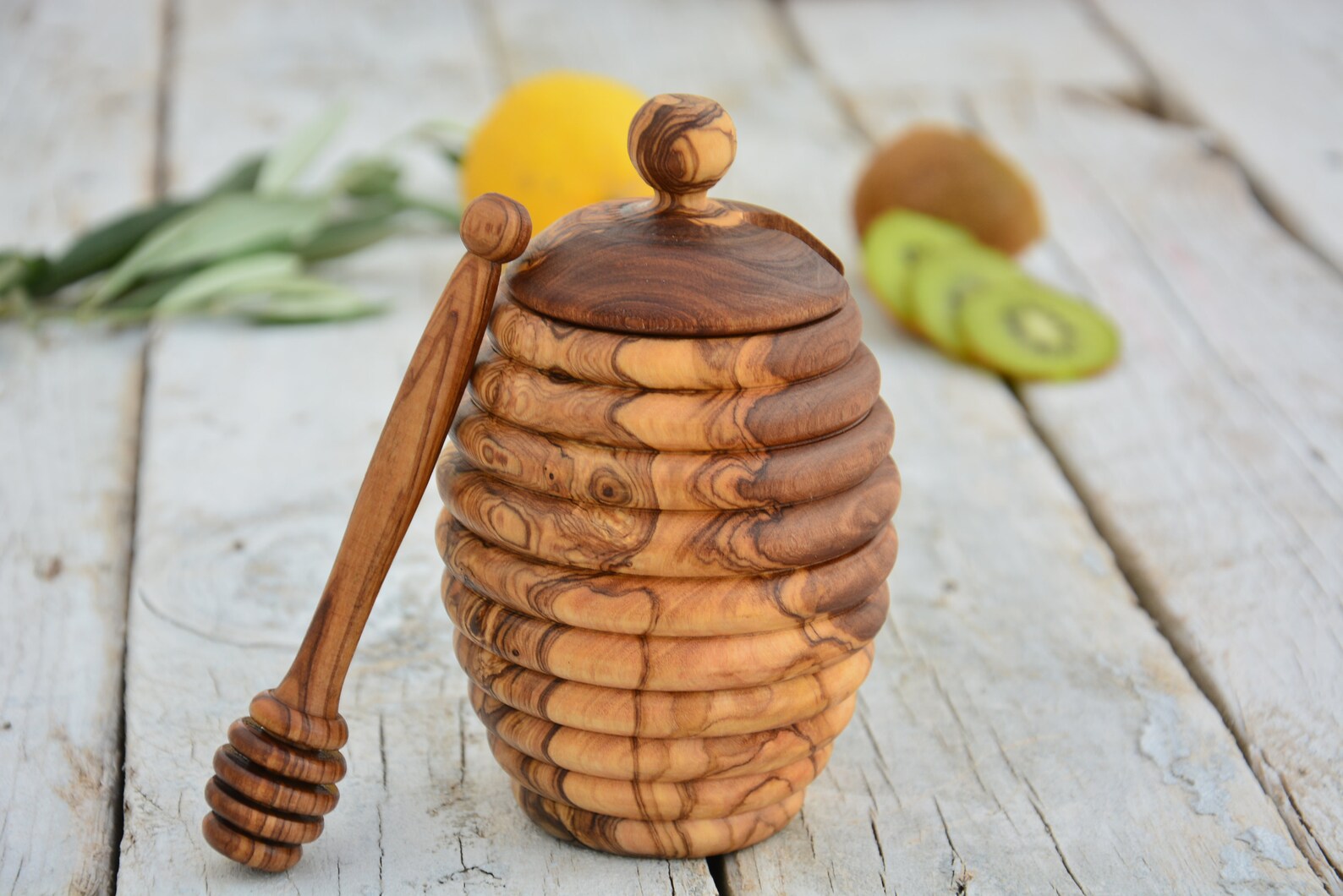 Bee Hive Shape Honey Jar Honey Pot Wooden Honey Holder - Etsy