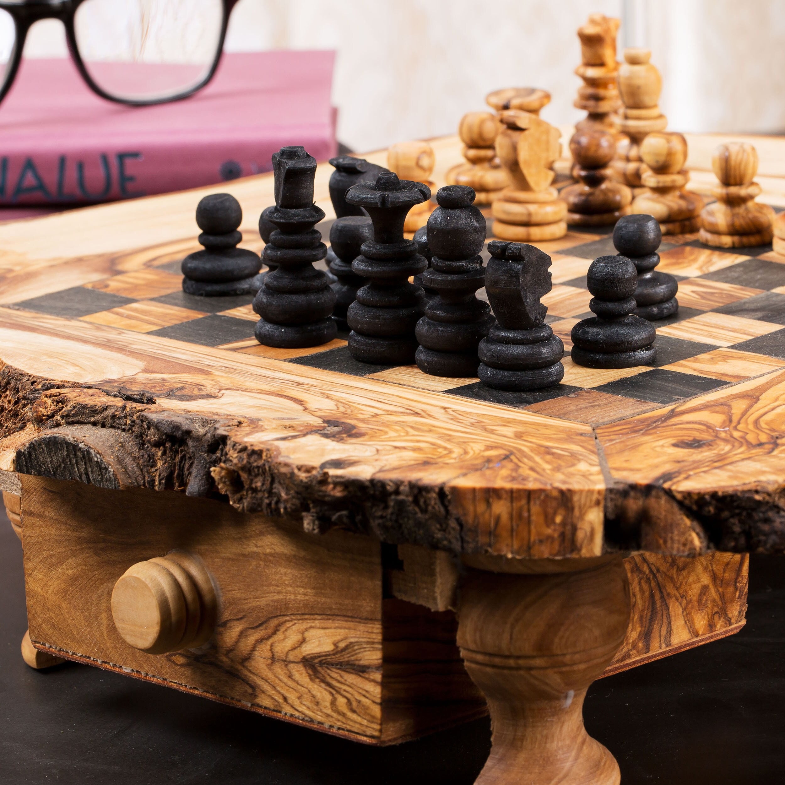 Chess Set Unique Rustic Chess Set Board With Natural Edges - Etsy UK