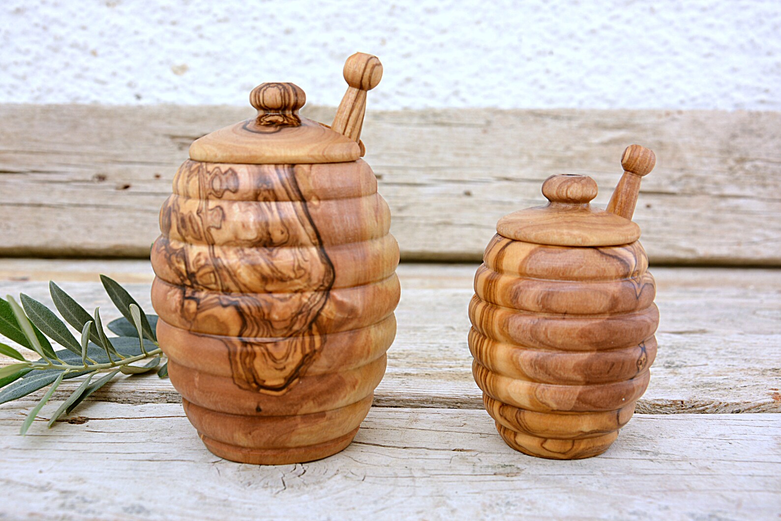 Bee Hive Shape Honey Jar Olive Wood Honey Pot Wooden Honey | Etsy