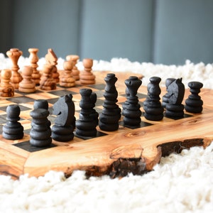 Rustic Chess Board Set, Custom Monogrammed Wooden Chess Set Game 18 ...