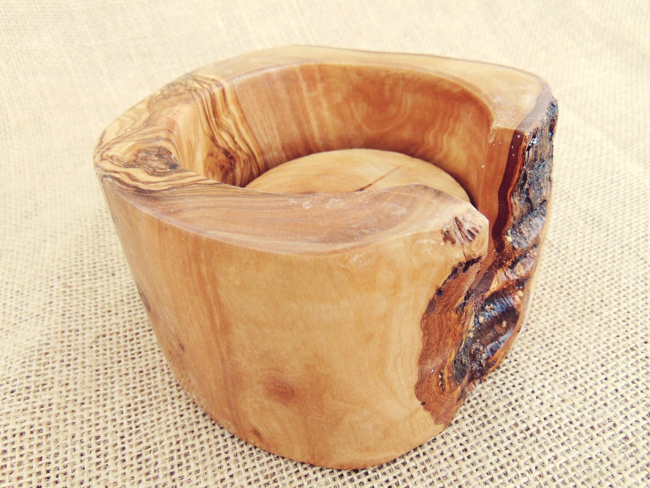 Decorative Wooden Natural Coaster Set Rustic Wedding Decor | Etsy