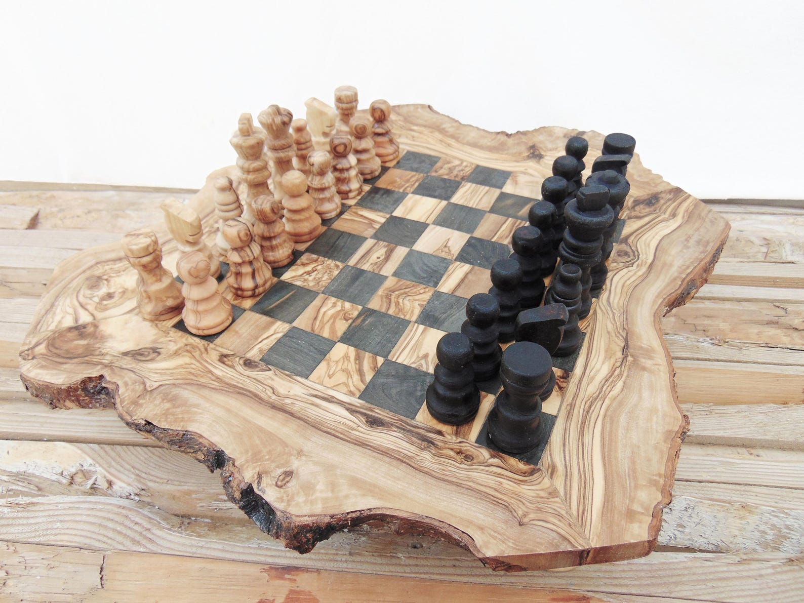 Chess Set Unique Rustic Chess Set Game With Drawers / - Etsy