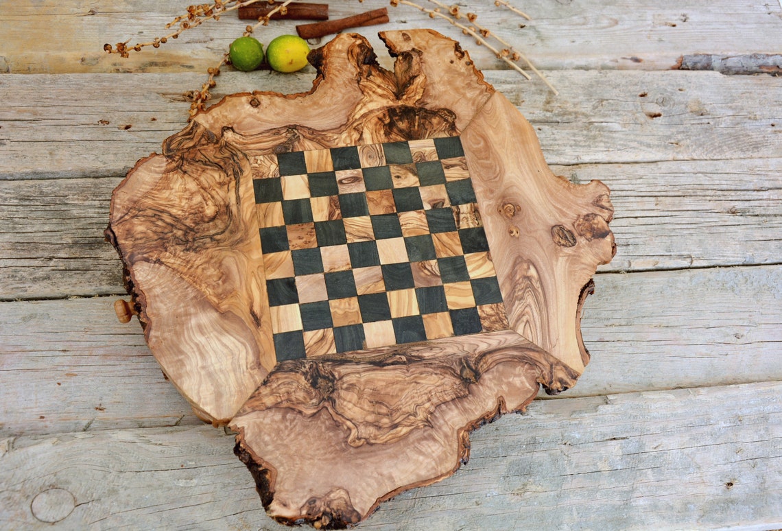 Rustic Chess Set Unique Olive Wood Rustic Small Chess Set / - Etsy