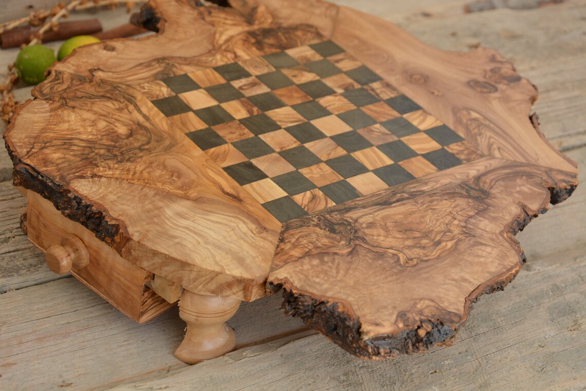 Rustic Chess Set Unique Olive Wood Rustic Small Chess Set / - Etsy