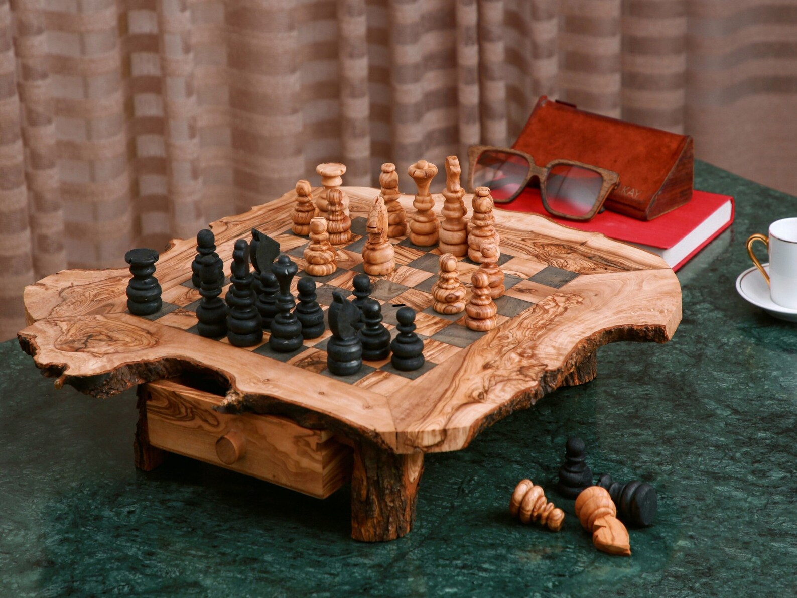 Rustic Chess Set Unique Medium Size Chess Set Custom - Etsy