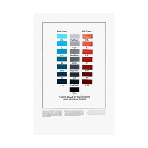 Value Scale in Red and Blue Color Theory Chart for Painting Poster ...