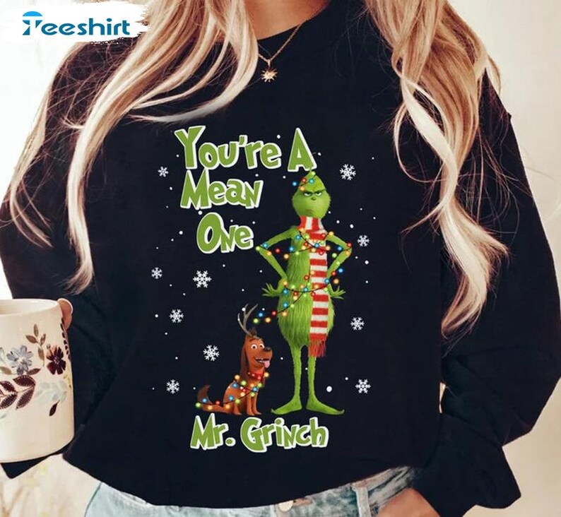 Mean Green Christmas Lights PNG, Grouchy Green Holiday Shirt Design ...