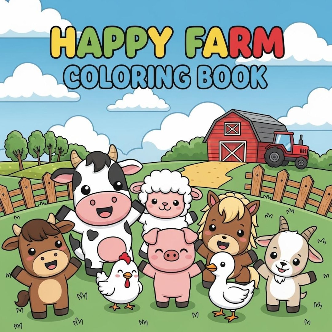 Farm Animal Coloring Pages for Kids – Toddler Coloring, Farm Party ...
