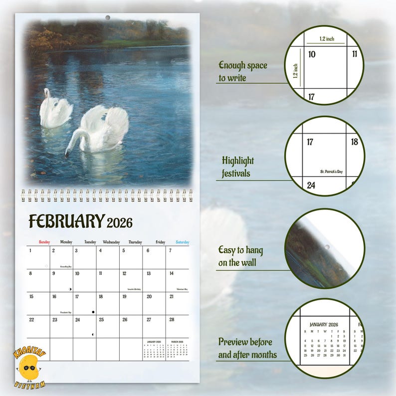 Frits Thaulow Wall Calendar 2026, Peaceful Landscape Waterway Art - Etsy