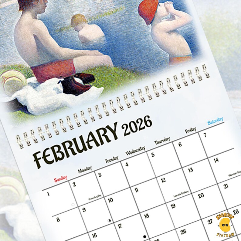 Georges Seurat Art Calendar 2026, Pointillism Landscape Wall Decor - Etsy
