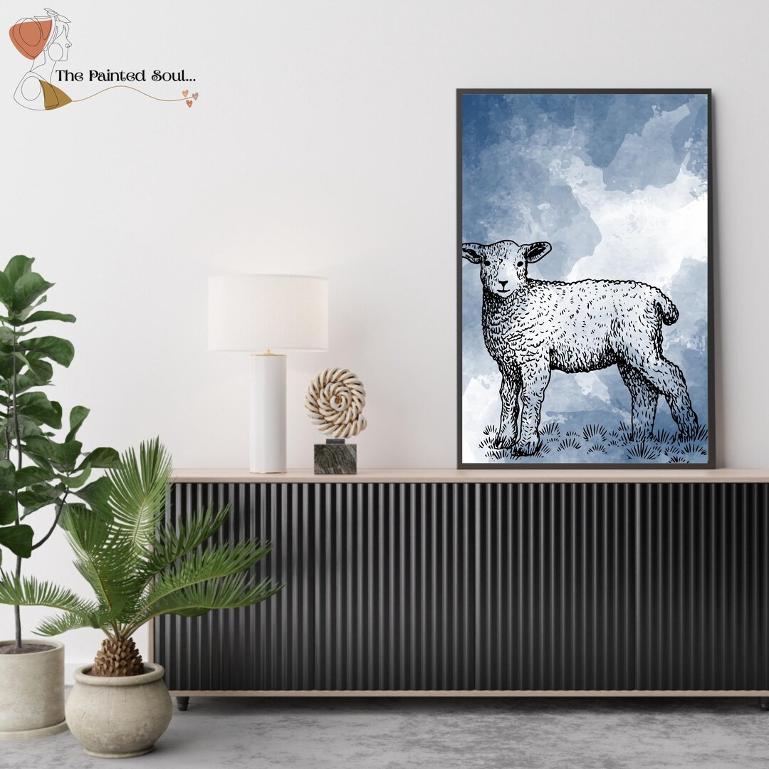 Lamb Wall Art Canvas, Worthy is the Lamb Artwork, Christian Nursery ...