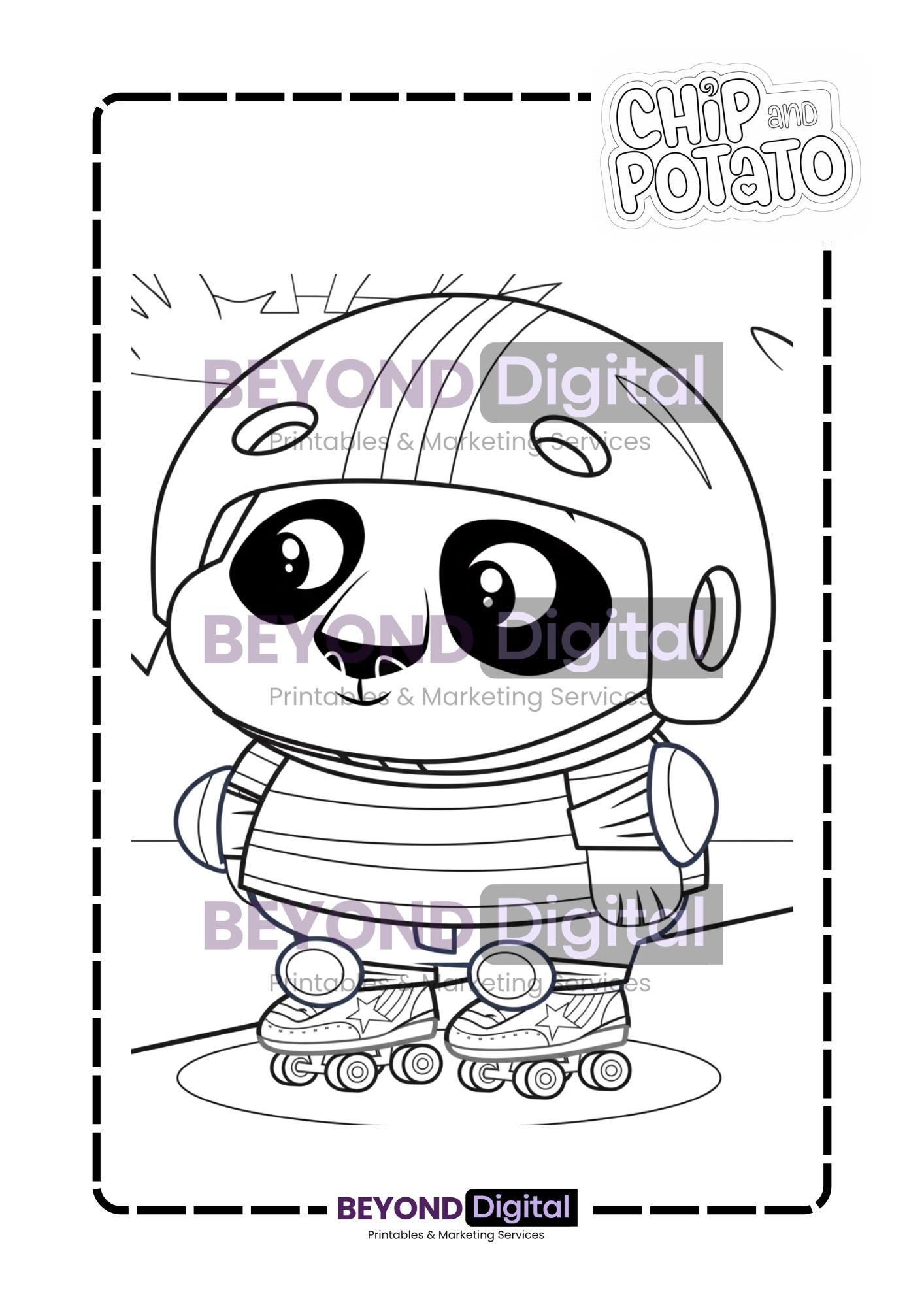 Chip & Potato Colouring Pages - Etsy