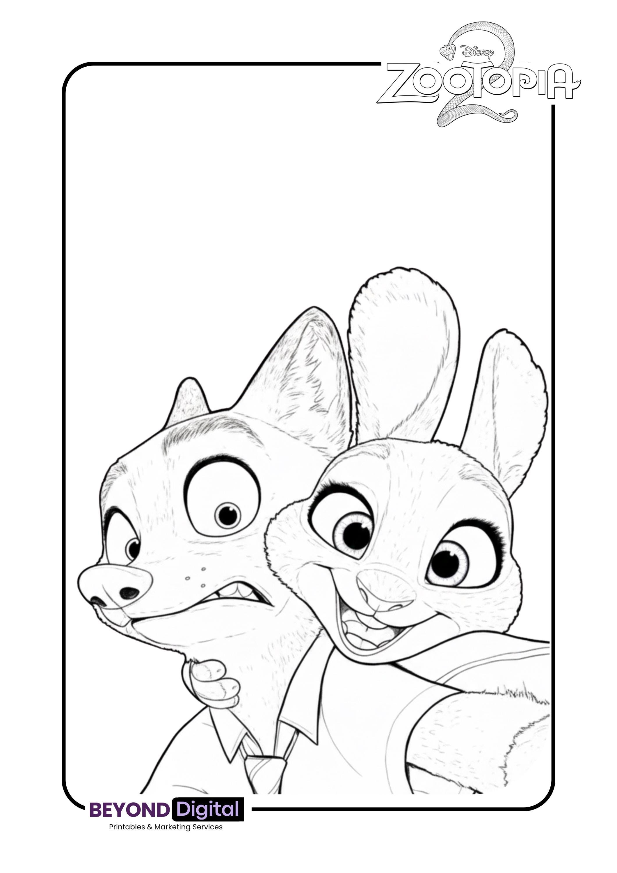 Zootopia 2 Printable Colouring Pages - Etsy