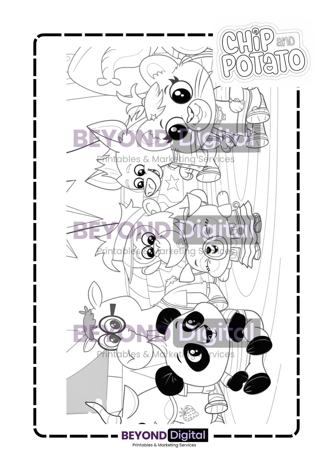 Chip & Potato Colouring Pages - Etsy