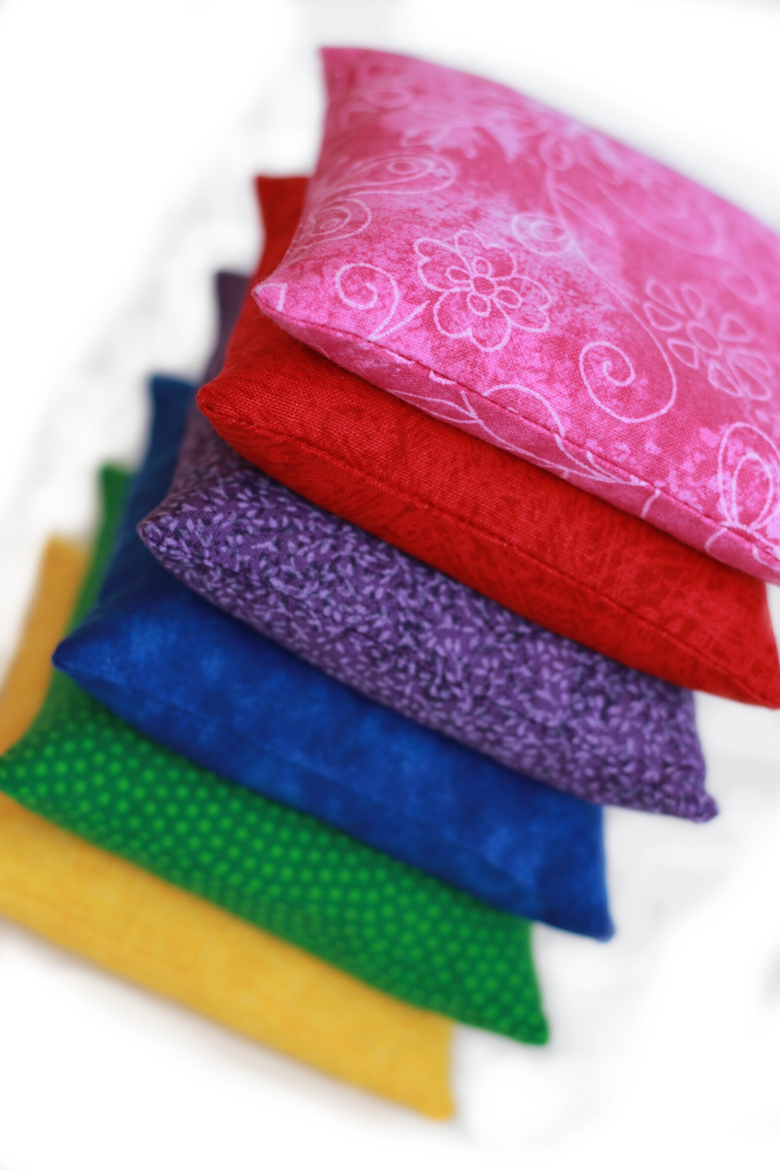 Rainbow 4 Inch Square Bean Bags set of 6 Homeschool Bright | Etsy