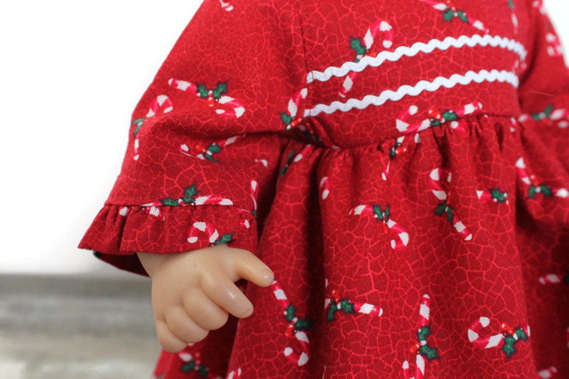 Christmas Baby Doll Dress Red & Green Candy Canes and Holly | Etsy